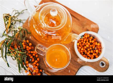 Clear Teapot With Sea Buckthorn Tea A Medley Of Flavors And Health