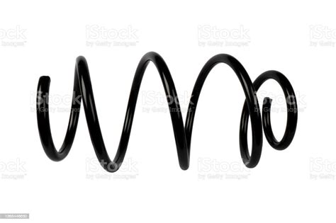 흰색 배경에 고립 된 자동차 충격 흡수제 코일 스프링 흰색 배경에 고립 된 검은 강철 자동차 서스펜션 시스템 예비 부품코일 스프링 차에 대한 스톡 사진 및 기타 이미지