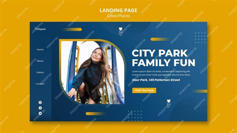 도시 공원 방문 페이지 템플릿 무료 Psd 파일