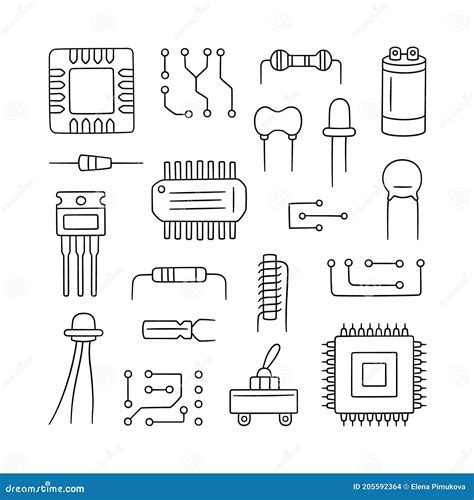 Electronic Radio Components Set Of Microchip Diode Transistor