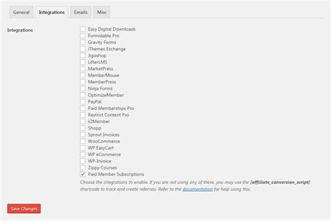 Affiliatewp Integration