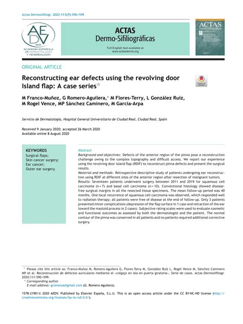 Download Pdf Reconstructing Ear Defects Using The Revolving Door