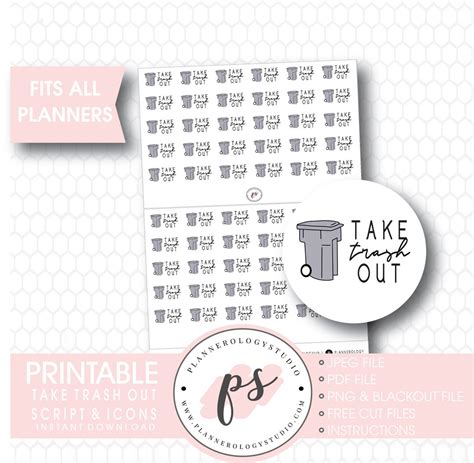 Take Trash Out Script And Icons Digital Printable Planner Stickers 