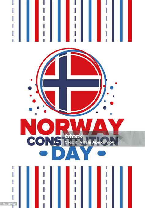 노르웨이 제헌절 매년 5 월 17 일에 축하하는 해피 홀리데이 노르웨이 국기 노르웨이 독립과 자유 애국적인 포스터 축제 및 퍼레이드 디자인 벡터 그림 Norwegian