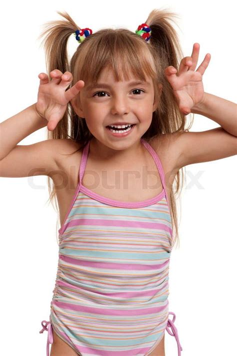 Girl Wearing Swimsuit Stock Image Colourbox