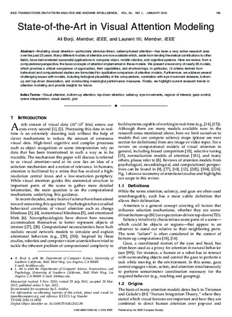 Pdf State Of The Art In Visual Attention Modeling