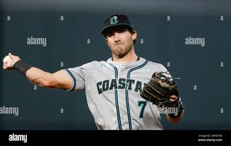 Coastal Carolinas Blake Barthol 7 Throws To First Base During An