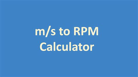 M S To Rpm Calculator With Formula And Examples OneSDR Technology