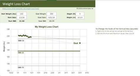 Weight Loss Chart Free Excel Template