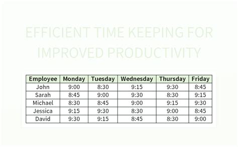 Efficient Time Keeping For Improved Productivity Excel Template And