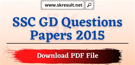 Ssc Gd Question Paper 2015 In Hindi Pdf Download