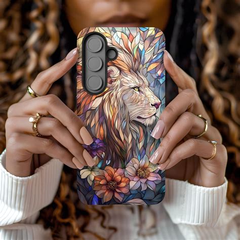 Lion Stained Glass Phone Case Faux Stained Glass Iphone 16 15 14 13