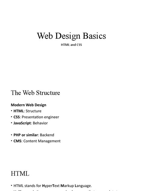 Web Design Basics Html And Css Pdf Html Element Html