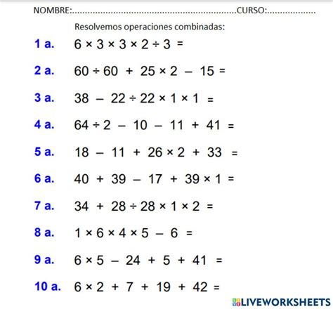 Operaciones Combinadas Online Exercise For Sexto De Primaria Artofit