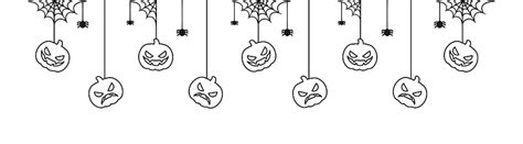 해피 할로윈 배너 또는 잭 오 랜턴 호박 개요 낙서와 테두리 으스스한 장식품 장식 벡터 그림 트릭 또는 치료 파티 초대장 10월에 대한 스톡 벡터 아트 및 기타 이미지