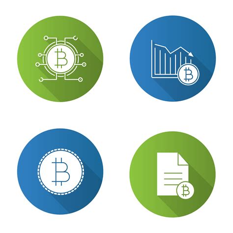 Bitcoin Flat Design Long Shadow Glyph Icons Set Bitcoin Document