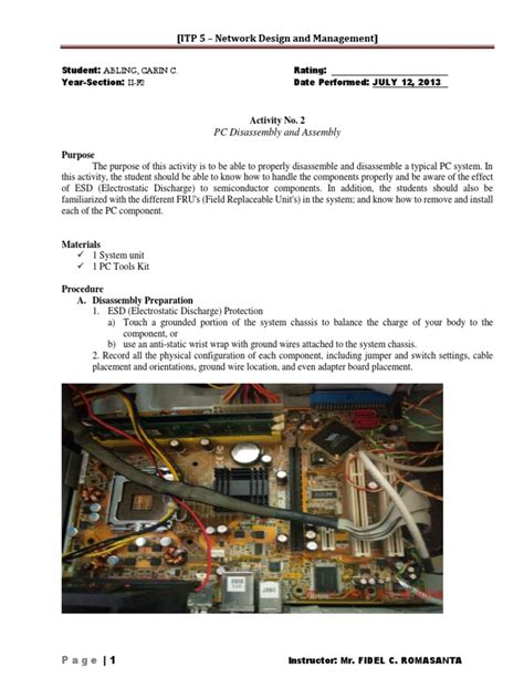Activity 2 Pc Disassembly And Assembly Pdf Electrical Connector Electrostatic Discharge