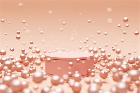 플랫폼 핑크 메이크업 스탠드 디스플레이 스틱 짧은 라운드 서클 제품 파우더 플로트 로우 스탠딩 연단 광고 달콤한 소녀 작은 포인트 판매 진주 보물 스킨 케어 글로우 화이트