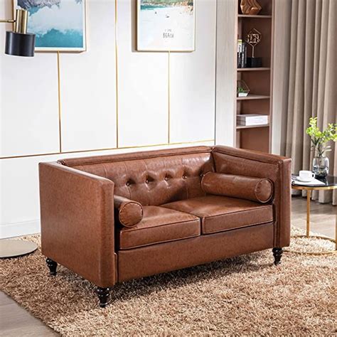 Dreamsir Faux Leather Loveseat Sofa 52 Mid Century Modern Couches