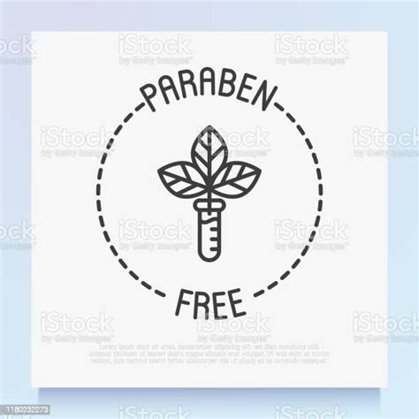 파라벤 무료 기호입니다 테스트 튜브에 잎이있는 얇은 선 아이콘 미용 제품에 대한 상징 현대 벡터 그림입니다 0명에 대한 스톡 벡터 아트 및 기타 이미지 Istock