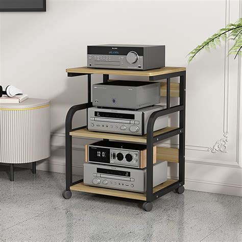 Stcery 3 Tier Av Media Stand Stereo Racks With Wheels