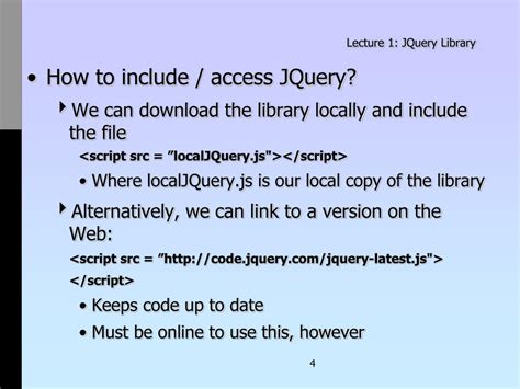 Ppt Lecture 1 Intro To Jquery Powerpoint Presentation Free Download