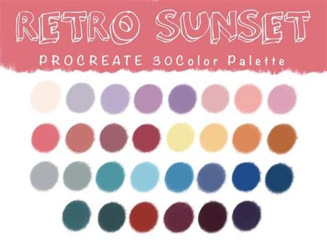 Retro Sunset PROCREATE COLOR PALETTE Procreate Swatches Etsy Color Palette Challenge Color