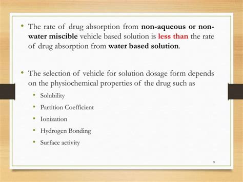 Role Of Dosage Form In Absorption Of Drugspptx Chemistry Science