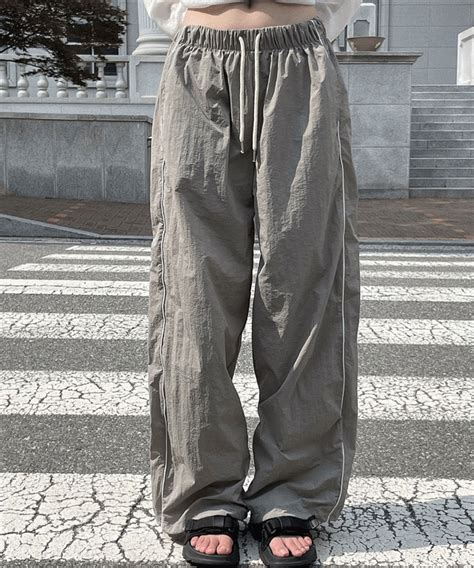 하리 나일론 와이드 스트링 트랙 팬츠 에이블리