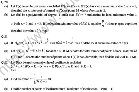Jee Mathematics Application Of Derivatives Mcqs Set A With Answers