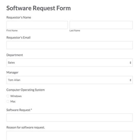 Software Request Form Template Route Data Formstack