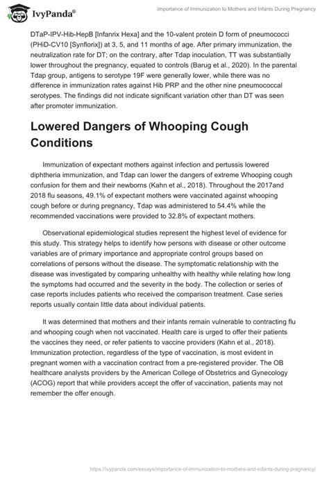 Importance Of Immunization To Mothers And Infants During Pregnancy 924 Words Essay Example