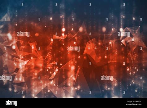 Abstract Illustration Of Red Plexus Networks Over Data Processing