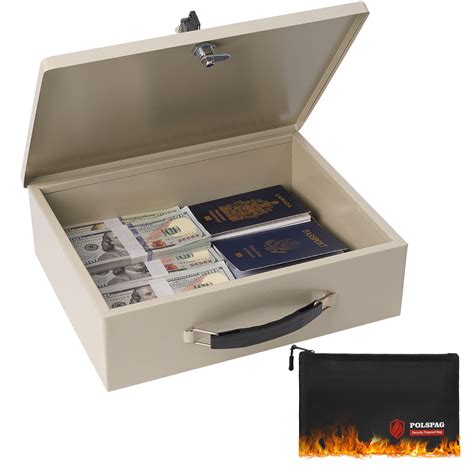 Fireproof Document Box With Key Lock And Fireproof Money Bag Safe Storage Boxfor Valuables Fire
