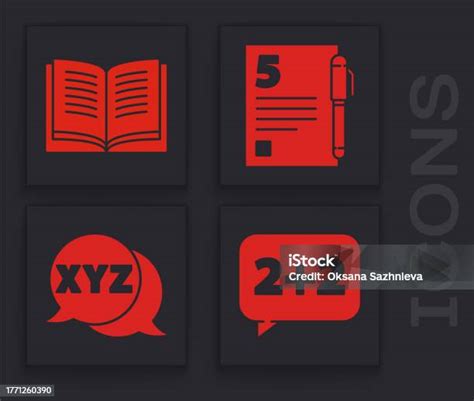 Set Equation Solution Open Book Test Or Exam Sheet And Pen And Xyz Coordinate System Icon Vector
