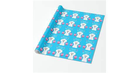 Bichon Frise With Cupcakes Birthday Wrapping Paper Zazzle