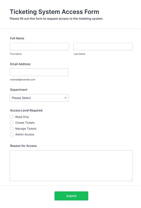 Ticketing System Access Form Template Jotform