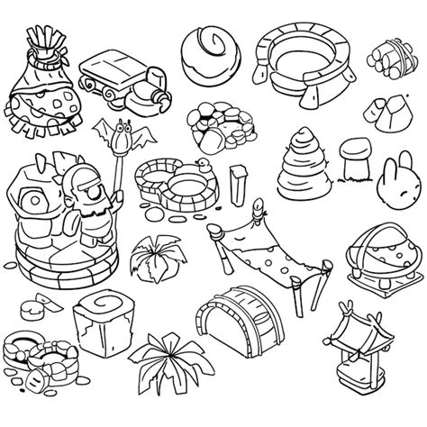 Premium Vector Hand Drawn Sketches Of Game Assets Vector Illustration