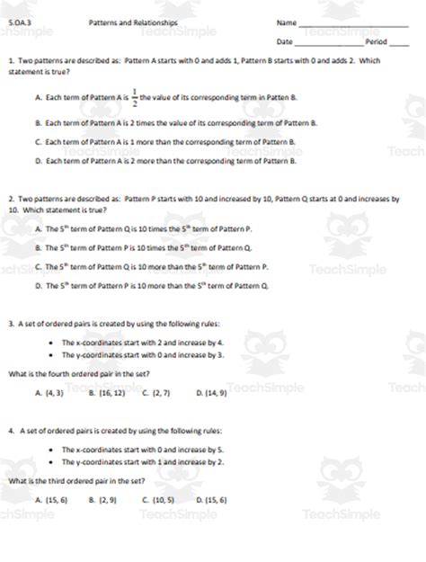 Tables And Graphs Numerical Patterns By Teach Simple