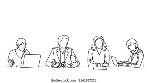 비즈니스 미팅에서 사무직 직원들의 연속선 그리기 스톡 벡터로열티 프리 2162987217 Shutterstock