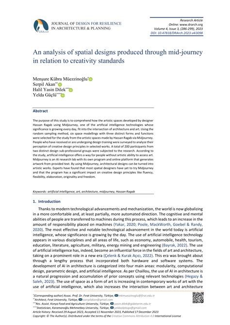 Pdf An Analysis Of Spatial Designs Produced Through Mid Journey In Relation To Creativity