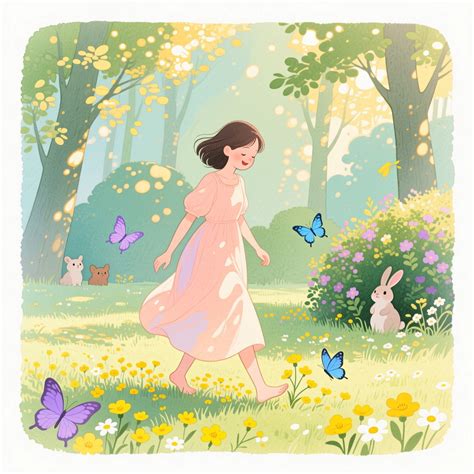 Free Woman Embraces Nature Image Woman Meadow Watercolor Download
