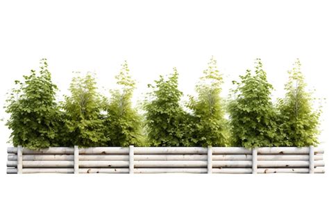 Premium Ai Image Isolated Of Birch Tree Fence Line Up With Horizontal Pale White And Silv On