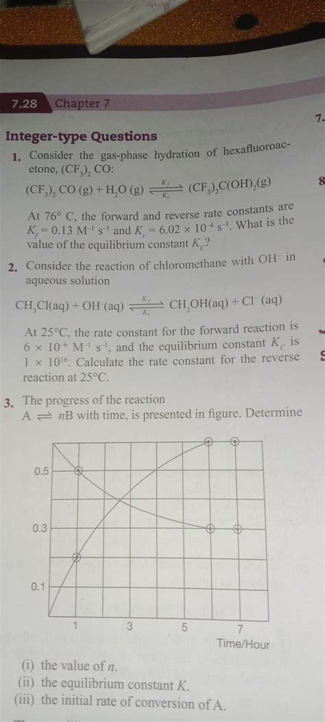 7 28 Chapter 7 Integer Type Questions Consider The Gas Phase Hydration O
