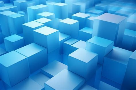 Premium Photo Abstract Blue Cubes Background 3d Render Illustration Square Shape