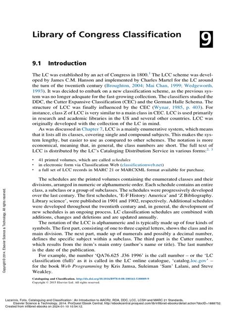Cataloguing And Classification An Introduction To Chapter 9 Library Of Congress