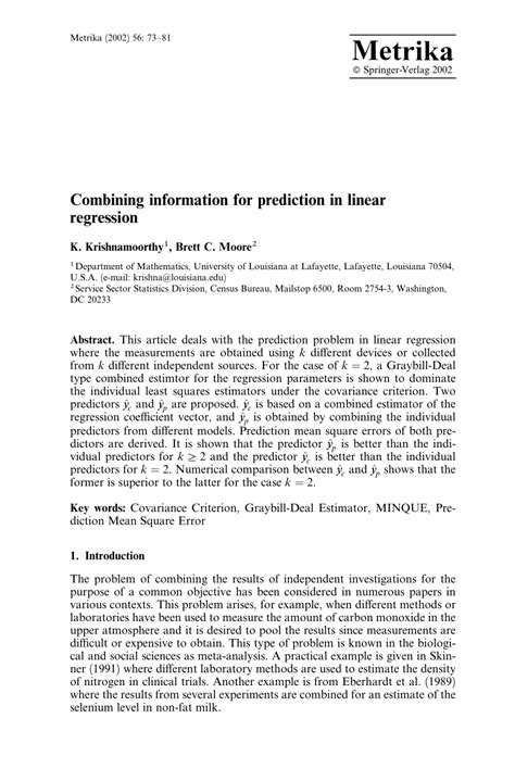 pdf combining information for prediction in linear regression