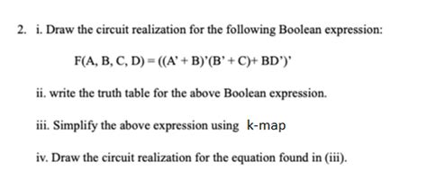Solved 2 I Draw The Circuit Realization For The Following