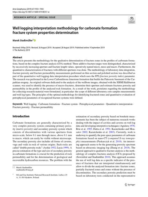 Well Logging Interpretation Methodology For Carbonate Formation
