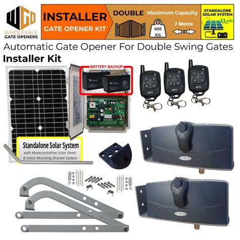 Solar Powered Double Swing Gate Automation Installer Kit With APC SWING GATE OPENER KITS